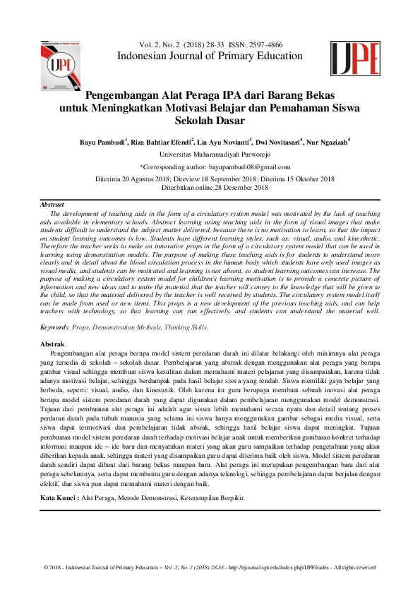 (PDF) Pengembangan Alat Peraga IPA dari Barang Bekas untuk Meningkatkan Motivasi Belajar dan ...