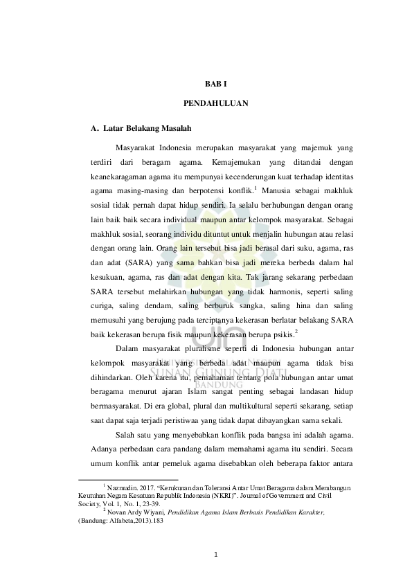 (PDF) Implementasi nilai-Nilai toleransi pada mata pelajaran Pendidikan Agama Islam: Penelitian ...