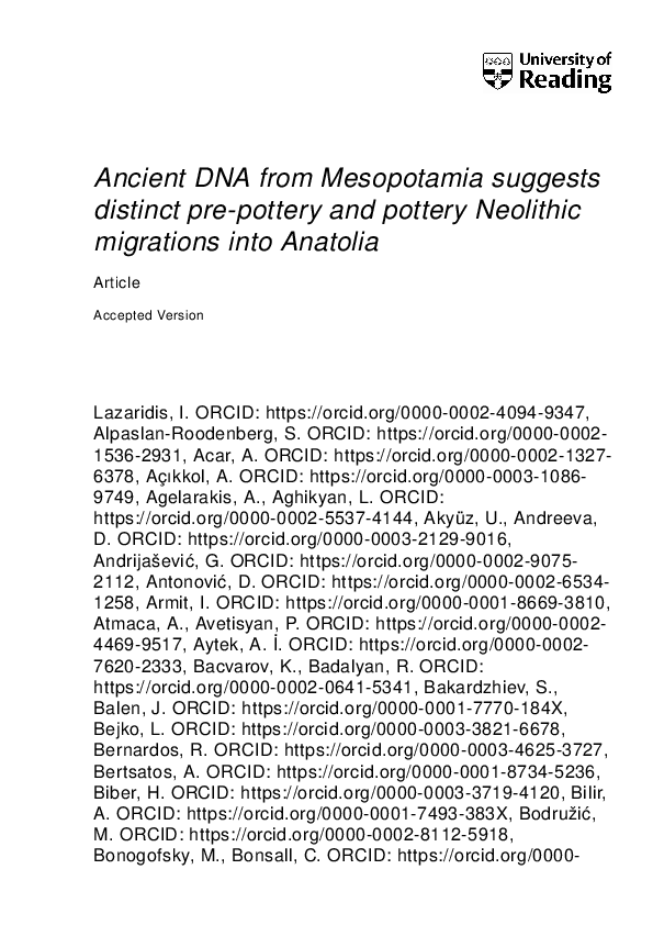 (PDF) Ancient DNA from Mesopotamia suggests distinct Pre-Pottery and Pottery Neolithic ...