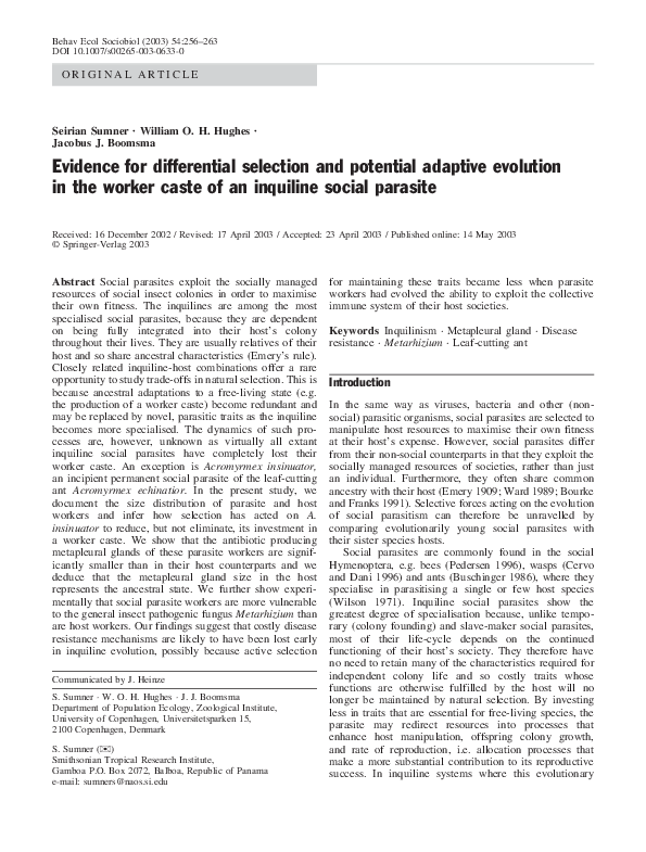 (PDF) Evidence for differential selection and potential adaptive ...