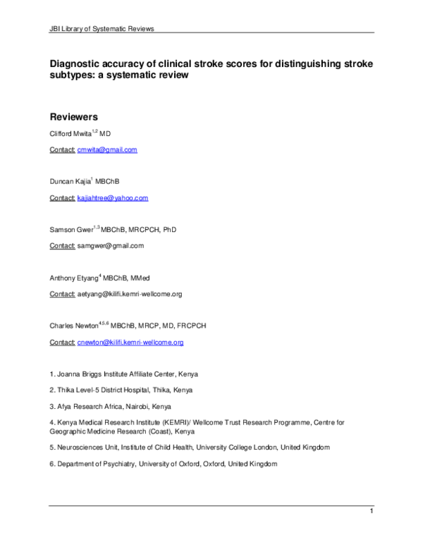 (PDF) Diagnostic accuracy of clinical stroke scores for distinguishing ...