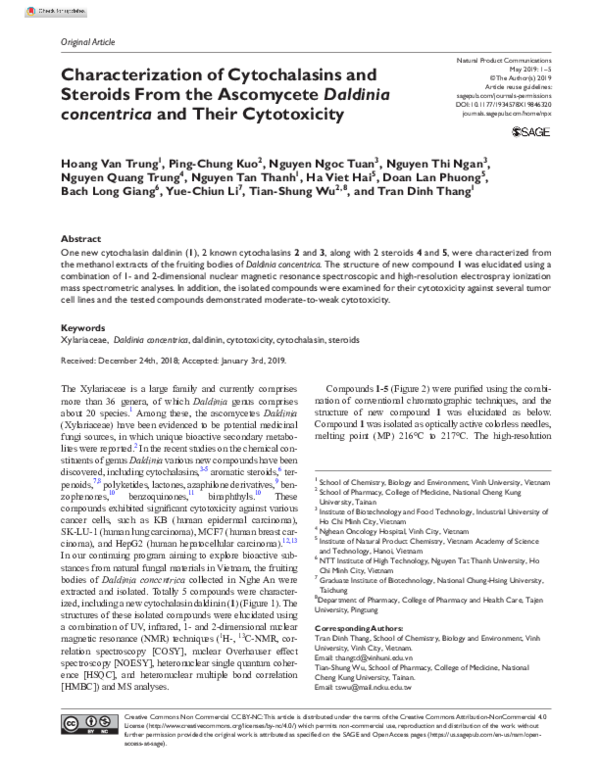 (PDF) Characterization of Cytochalasins and Steroids From the ...
