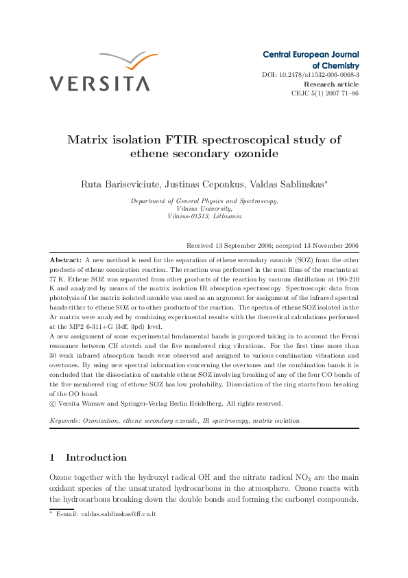 (PDF) Matrix isolation FTIR spectroscopical study of ethene secondary ...