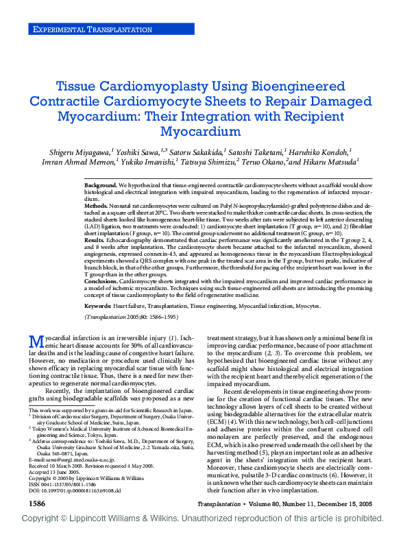 (PDF) Tissue Cardiomyoplasty Using Bioengineered Contractile ...