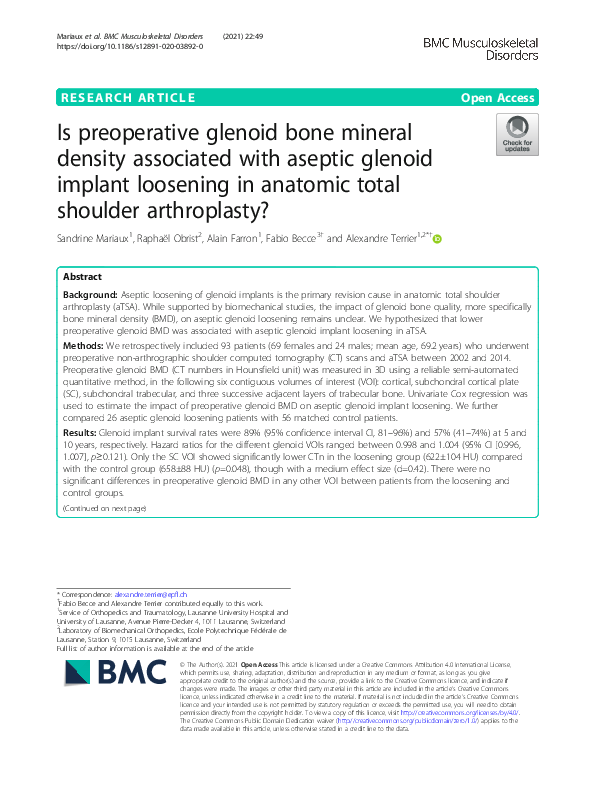 (PDF) Is preoperative glenoid bone mineral density associated with ...