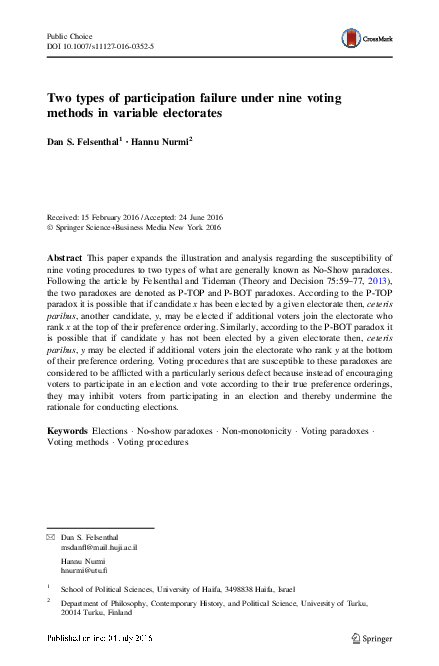 (PDF) Two types of participation failure under nine voting methods in ...