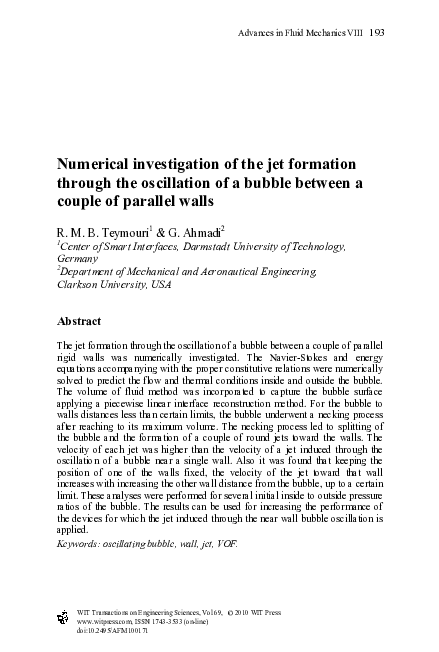 (PDF) Numerical investigation of the jet formation through the ...
