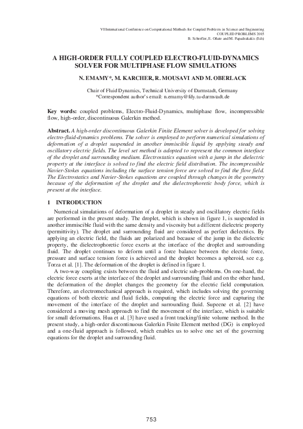 (PDF) A high-order fully coupled electro-fluid-dynamics solver for multiphase flow simulations