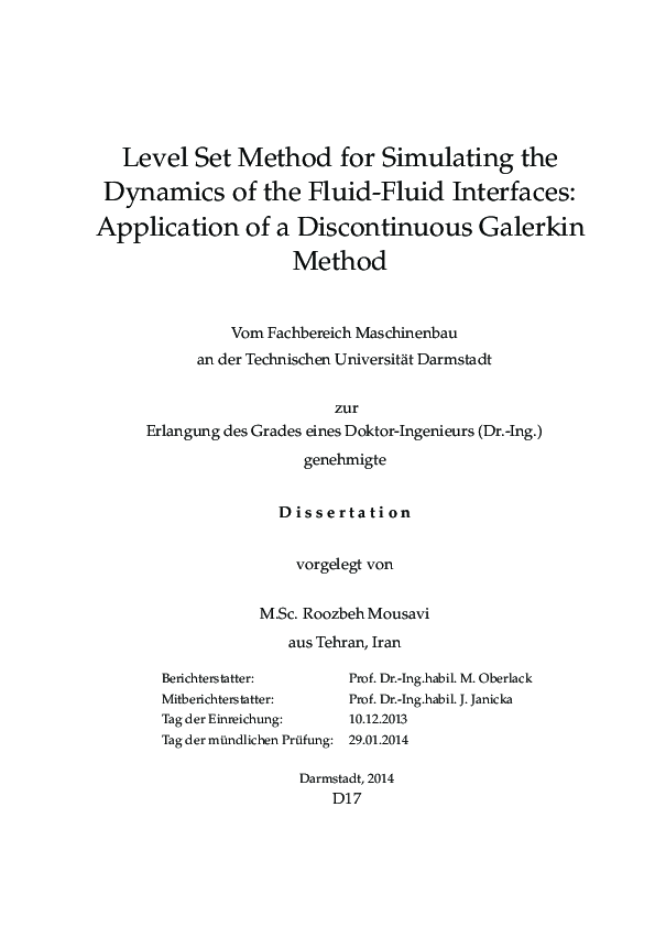 (PDF) Level Set Method for Simulating the Dynamics of the Fluid-Fluid Interfaces: Application of ...