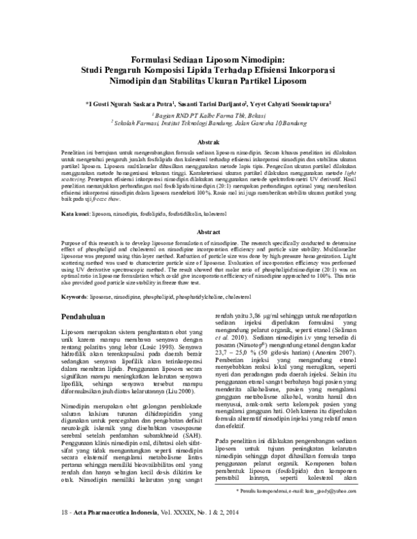 (PDF) Nimodipin merupakan obat golongan pemblokade saluran kalsium ...