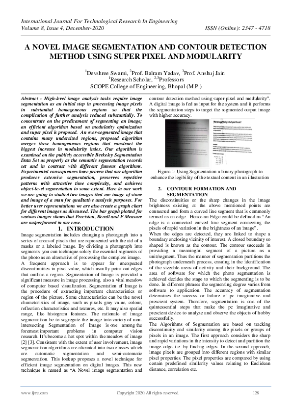 (PDF) A Novel Image Segmentation and Contour Detection Method Using Super Pixel and Modularity
