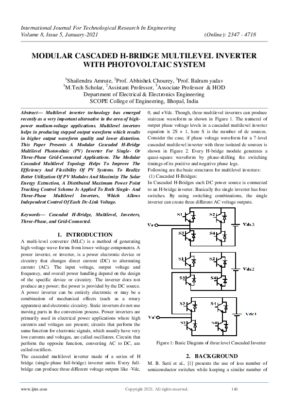(PDF) Modular Cascaded H-Bridge Multilevel Inverter with Photovoltaic System