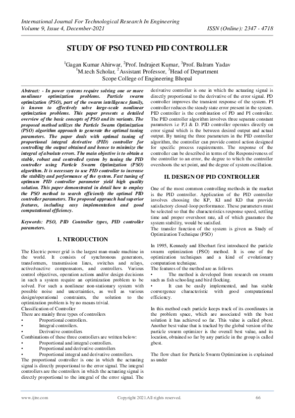 (PDF) Study of Pso Tuned Pid Controller