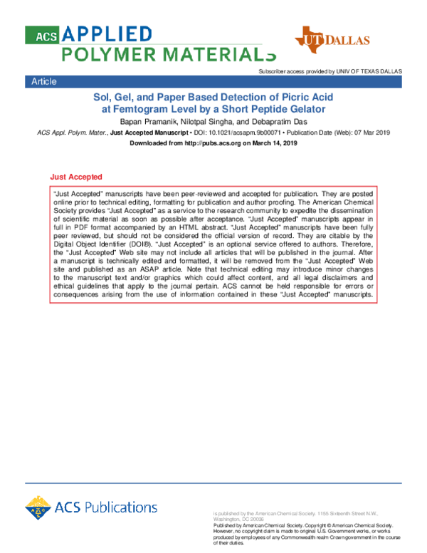 (PDF) Sol-, Gel-, and Paper-Based Detection of Picric Acid at Femtogram ...