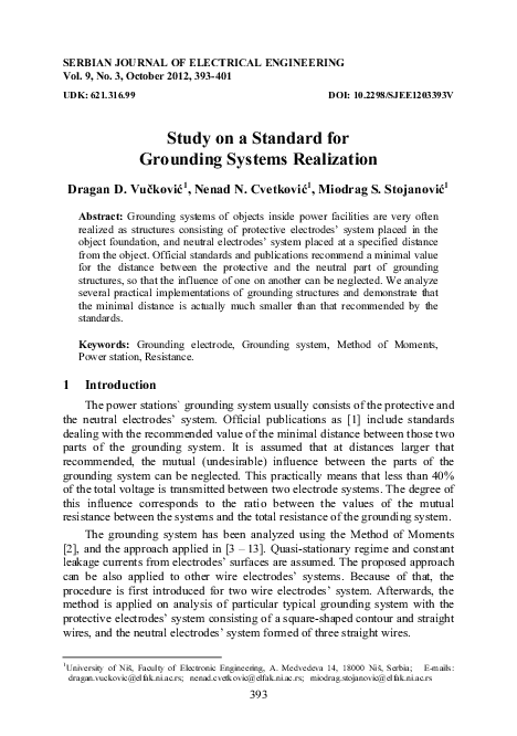 (PDF) Study on a standard for grounding systems realization