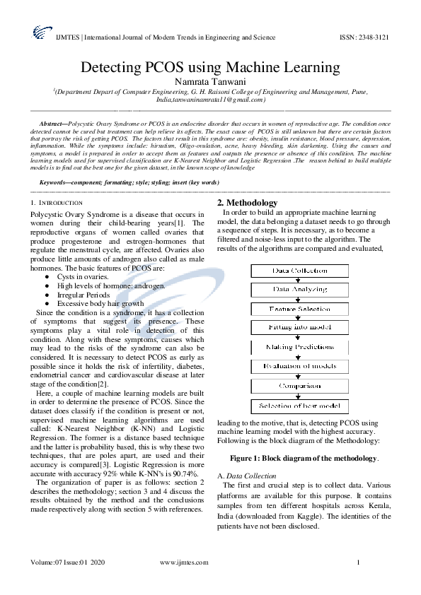 (PDF) Detecting PCOS using Machine Learning