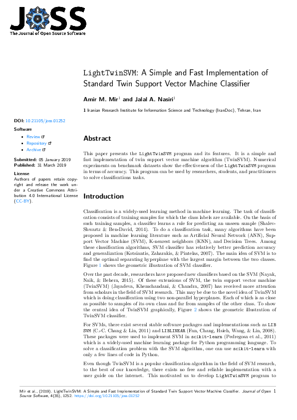 Pdf Lighttwinsvm A Simple And Fast Implementation Of Standard Twin Support Vector Machine