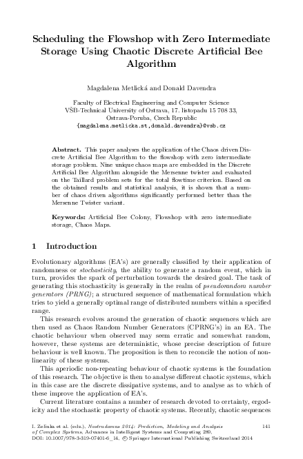 Pdf Scheduling The Flowshop With Zero Intermediate Storage Using Chaotic Discrete Artificial 