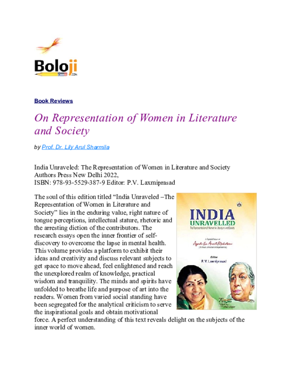 (DOC) On Representation of Women in Literature and Society
