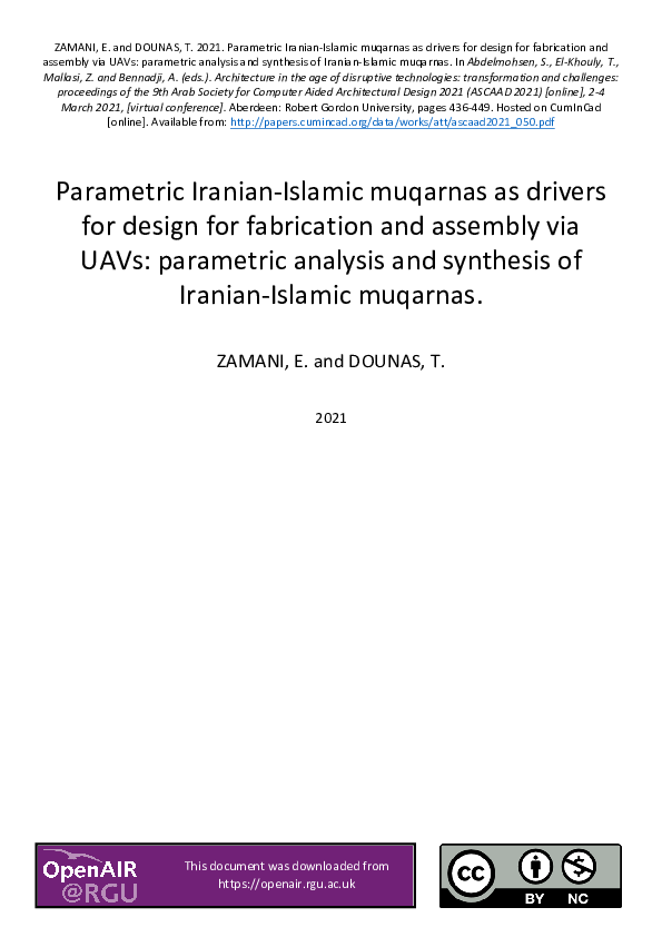(PDF) UAV-Driven Parametric Design of Muqarnas