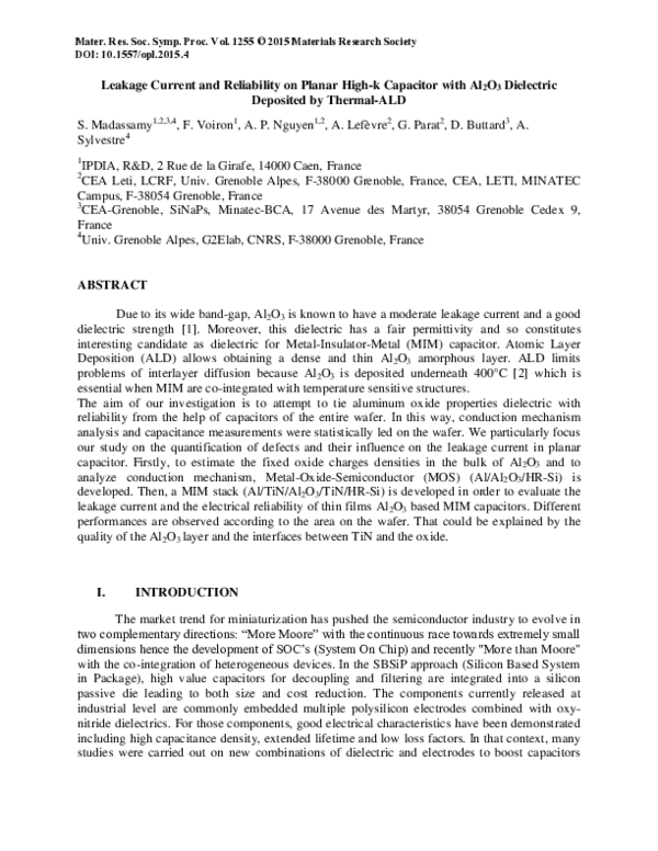 (PDF) Leakage Current and Reliability on Planar High-k Capacitor with ...