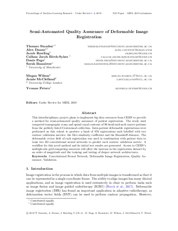 (PDF) Semi-Automated Quality Assurance of Deformable Image Registration