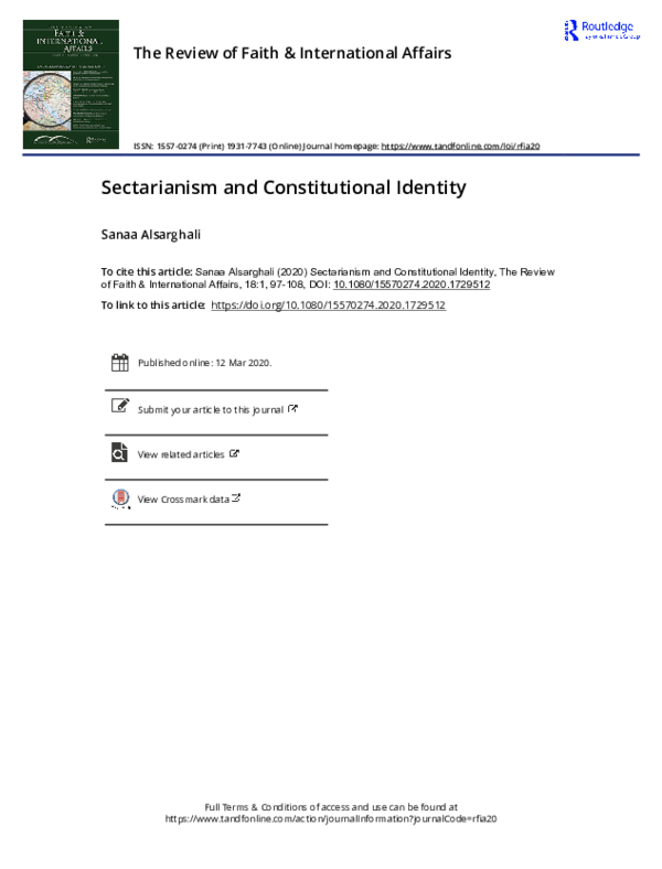 (PDF) Sectarianism and Constitutional Identity