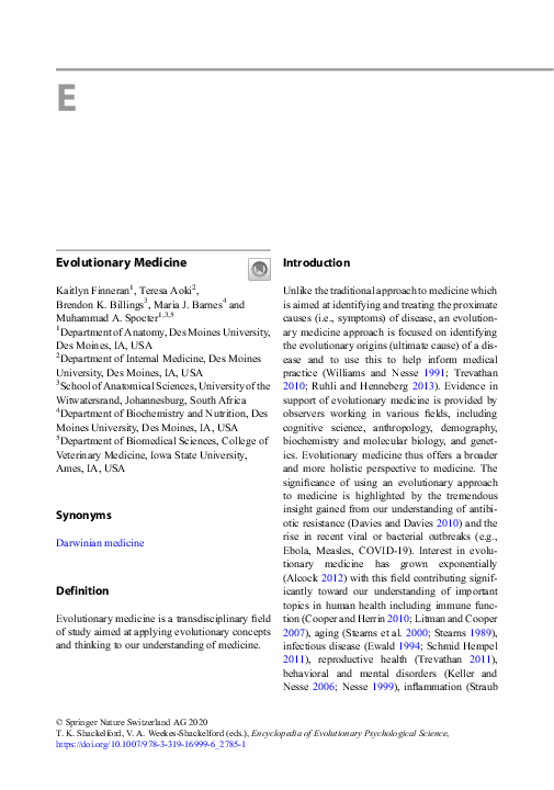 (PDF) Evolutionary Medicine