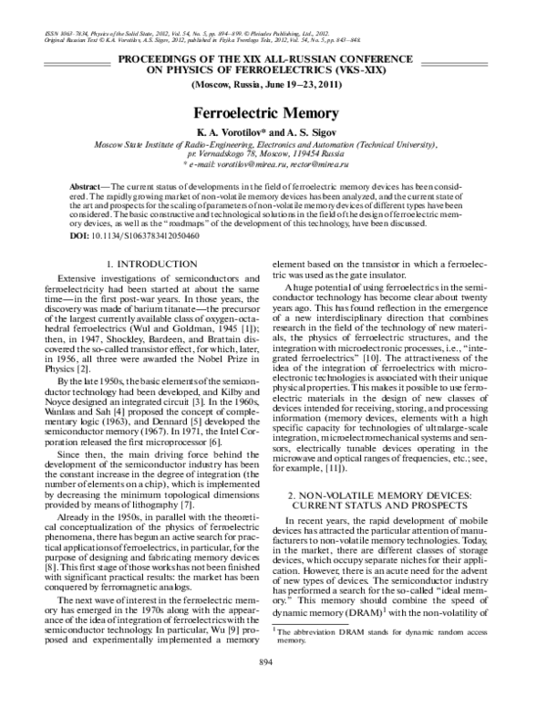 (PDF) Ferroelectric memory