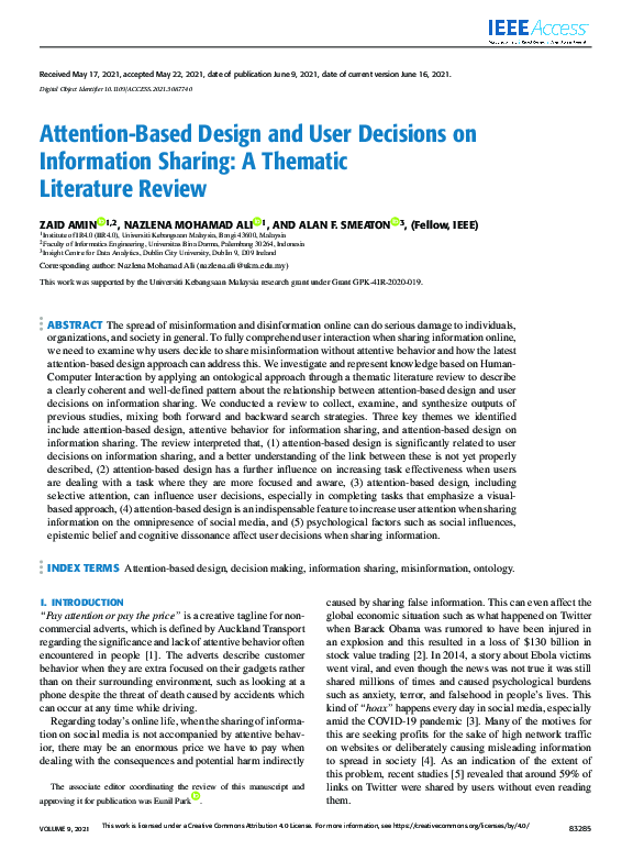 (PDF) Attention-Based Design and User Decisions on Information Sharing: A Thematic Literature Review