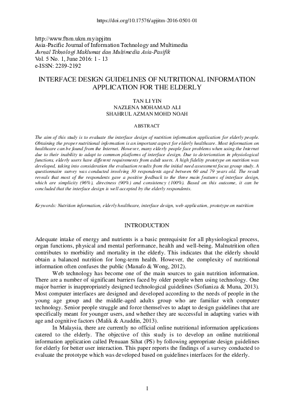 (PDF) Interface Design Guidelines Of Nutritional Information ...