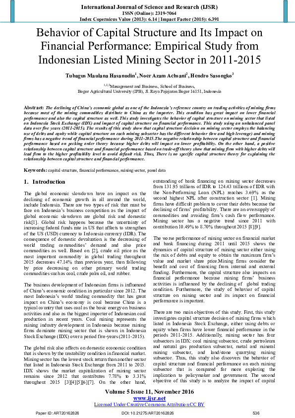 (PDF) Behavior of Capital Structure and Its Impact on Financial ...