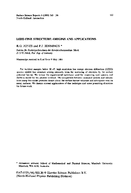 (PDF) LEED fine structure: Origins and applications