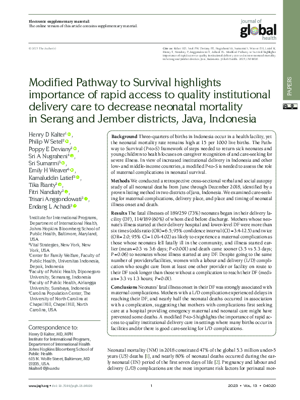 (PDF) Modified Pathway to Survival highlights importance of rapid access to quality ...