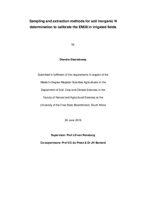 (PDF) Sampling and extraction methods for soil inorganic N ...