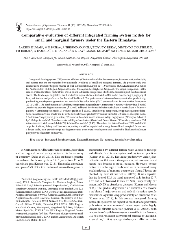 (PDF) Comparative evaluation of different integrated farming system models for small and ...