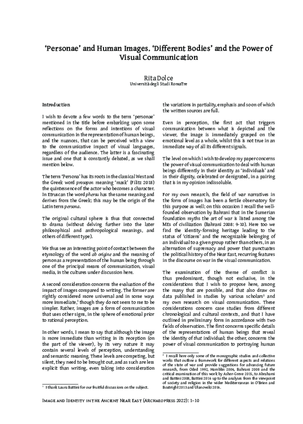 (PDF) 'Personae' and Human Images. 'Different Bodies' and the Power of ...