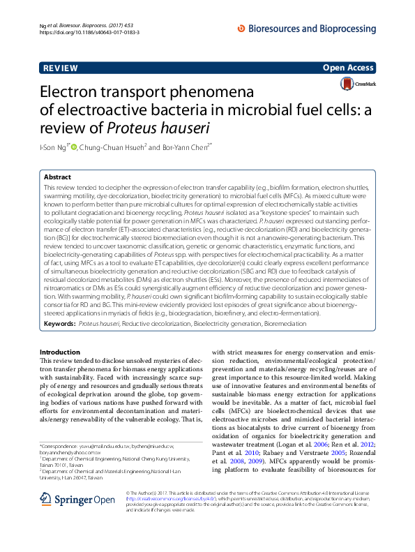 (PDF) Electron transport phenomena of electroactive bacteria in ...