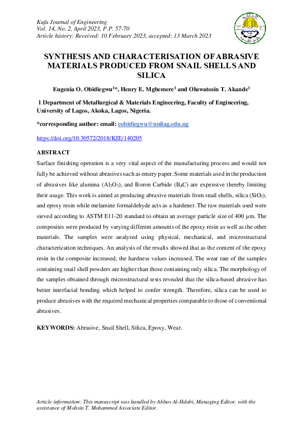 (PDF) Synthesis and Characterisation of Abrasive Materials Produced ... (PDF) Synthesis and Characterisation of Abrasive Materials Produced ...