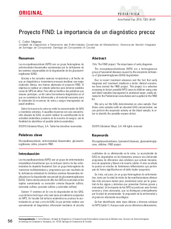 (PDF) Proyecto FIND: La importancia de un diagnóstico precoz