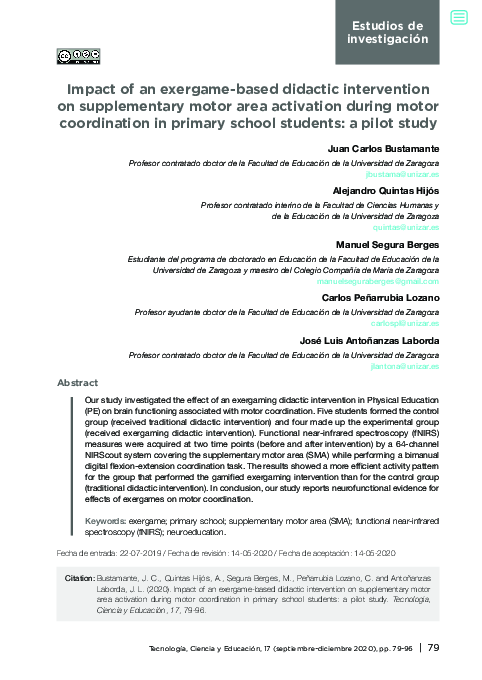 (PDF) Impacto de una intervención didáctica basada en el uso de un exergame en la activación del ...