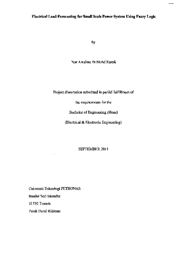 Pdf Electrical Load Forecasting For Small Scale Power System Using