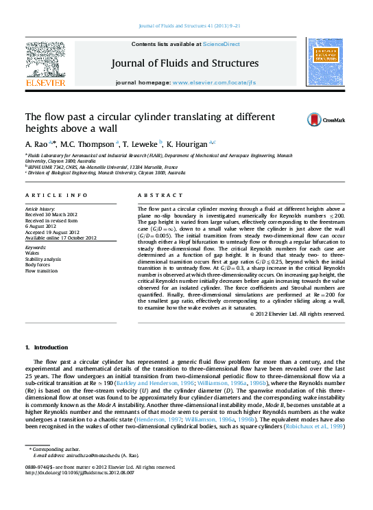 (PDF) The flow past a circular cylinder translating at different ...