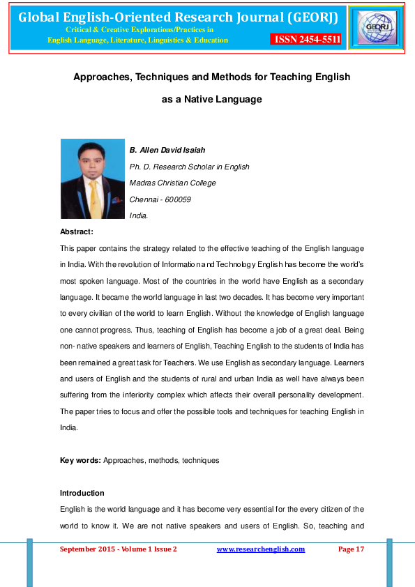 (PDF) Approaches, Techniques and Methods for Teaching English as a ...