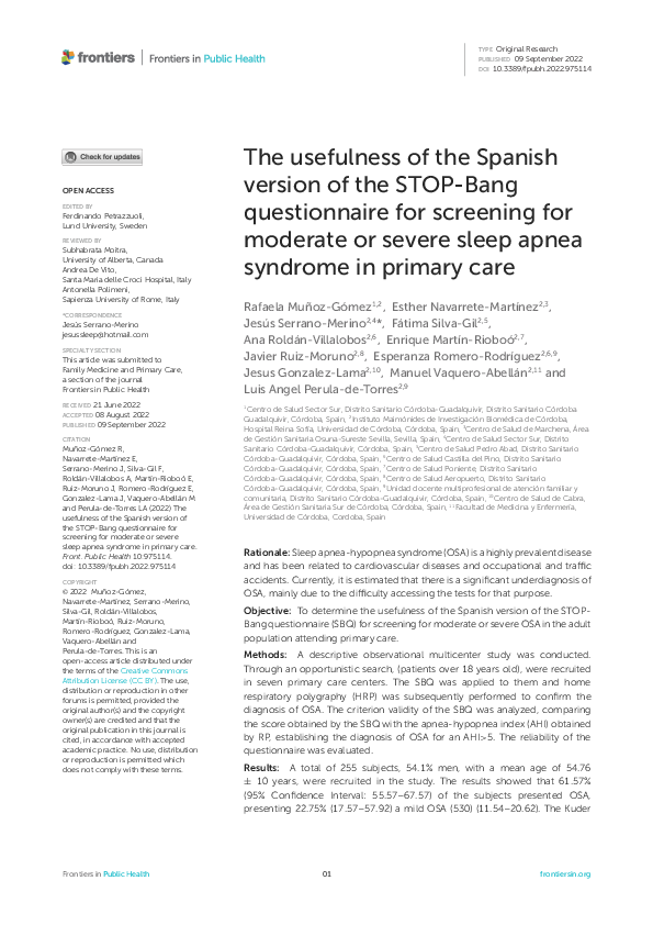 (PDF) The usefulness of the Spanish version of the STOP-Bang ...
