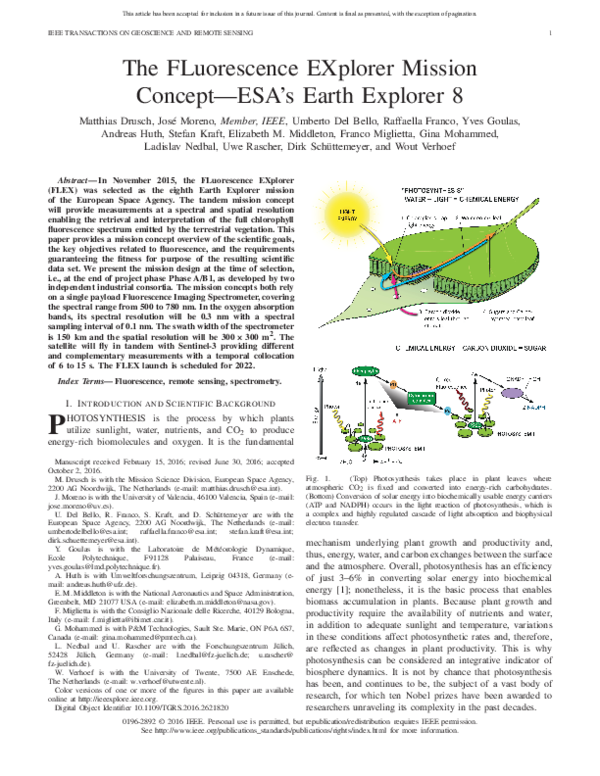 (PDF) The FLuorescence EXplorer Mission Concept—ESA’s Earth Explorer 8