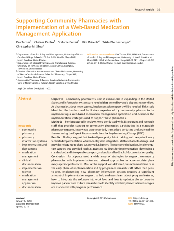 (PDF) Supporting Community Pharmacies with Implementation of a Web ...