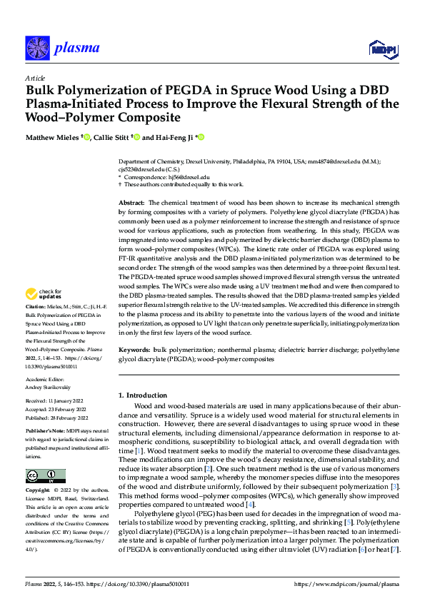 (PDF) Bulk Polymerization of PEGDA in Spruce Wood Using a DBD Plasma ...