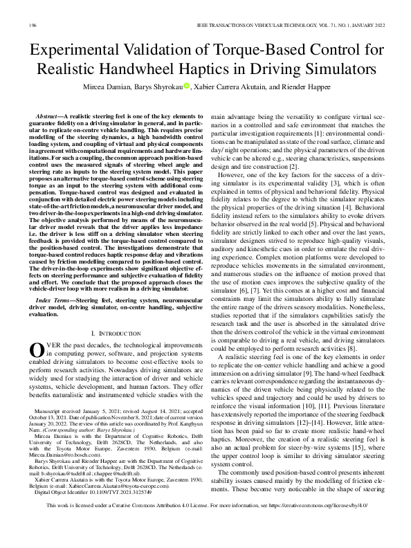 (PDF) Experimental Validation of Torque-Based Control for Realistic ...