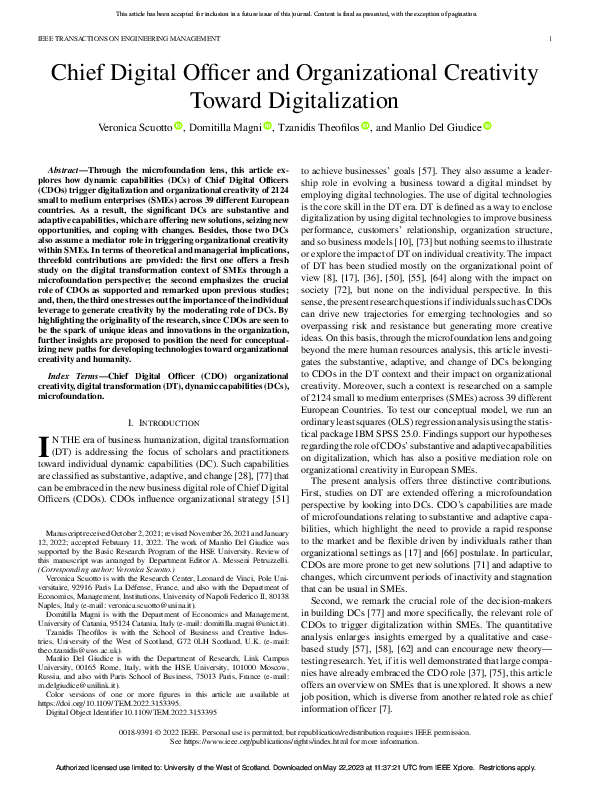 (PDF) Chief Digital Officer and Organizational Creativity Toward ...